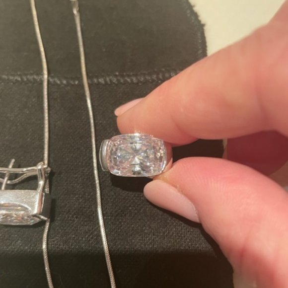 Erwin Pearl | Jewelry | Erwin Pearl Emerald Cut 7 Carat Cz Necklace And ...